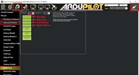 Motor And Servo Configuration Rover Documentation