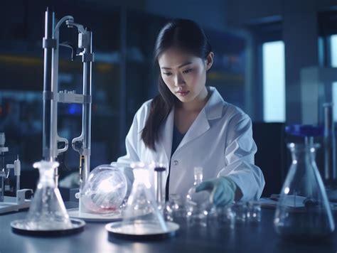 Premium Ai Image Female Scientist Conducting Experiments In A High Tech Lab