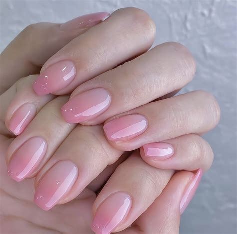 Bubblegum Pink Faded Short Nails Ombre Pink Gel Nails Jelly Pink