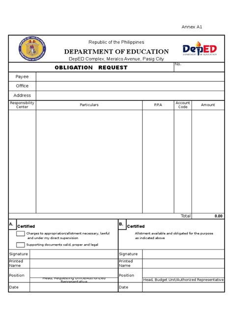 Obligation Request Form Pdf