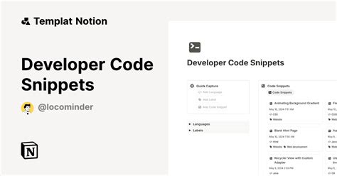Developer Code Snippets Templat Oleh Locominder Notion Marketplace