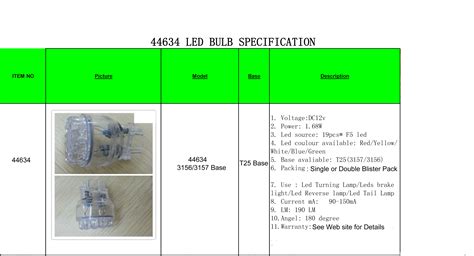 Super Night Led Spec Sheet