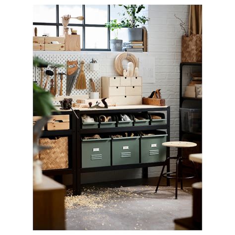 Bror Work Bench Black Pine Plywood 110x55 Cm Ikea