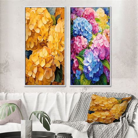 Designart Golden Radiance Yellow Hydrangea Hydrangea Framed Wall Art