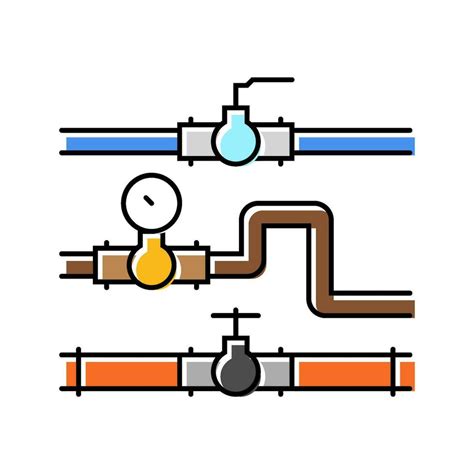 Pipeline System Petroleum Engineer Color Icon Vector Illustration