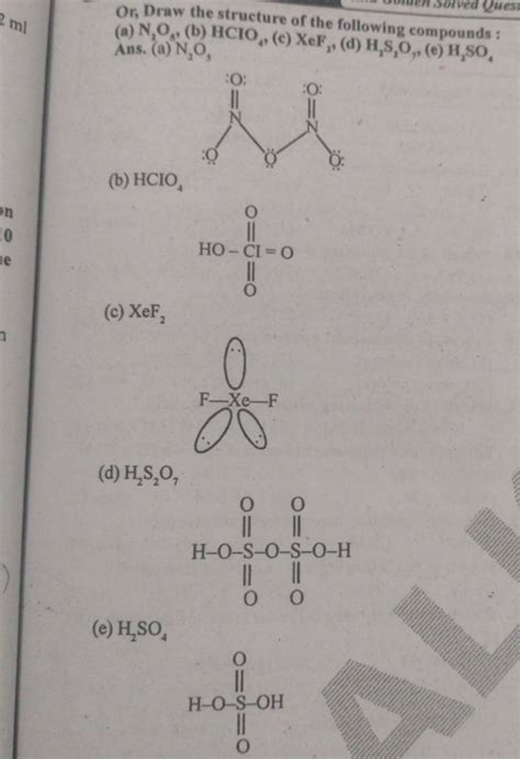 Or Draw The Structure Of The Following Compounds A N2 O5 B Hcio4
