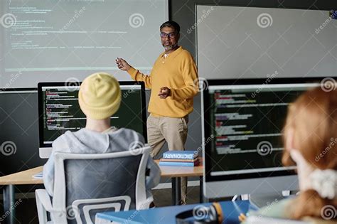 Biracial Man Teaching Computer Science Stock Image Image Of Science