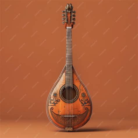 Traditional Egyptian Wooden Guitar With Floral Design Cultural