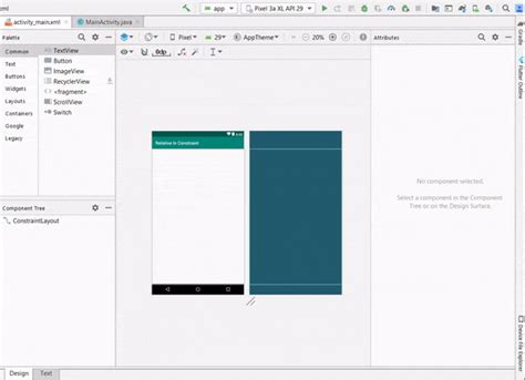 How To Use Relative Layout Within The Constraint Layout With Drag And