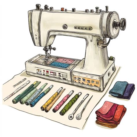 Visual Of A Sewing Machine With Various Fabric Types And Colors