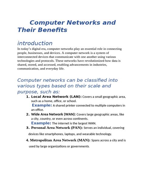 Assignment Computer Networks And Their Benefits Pdf Computer Network Local Area Network