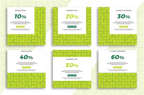 기하학적 패턴의 현대 사각형 광고 웹 배너 템플릿 우아한 판매 및 할인 프로모션 배경 자연 녹색 색상의 소셜 미디어 깨끗하고 간단한 벡터 편집 가능한 배경 0명에 대한 스톡
