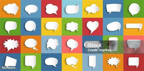 고립 된 컬렉션 현대 벡터 구름 종이 채팅 만화 거품 모양과 문자 메시지를 입력 하기 위한 단어 상자 연설 거품을 비워 설정 합니다 대화 및 통신 버블 빈 풍선 3차원