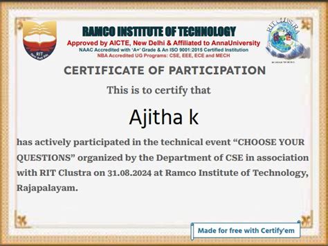 Ajitha K On Linkedin Learning Technology Ramcoinstituteoftechnology