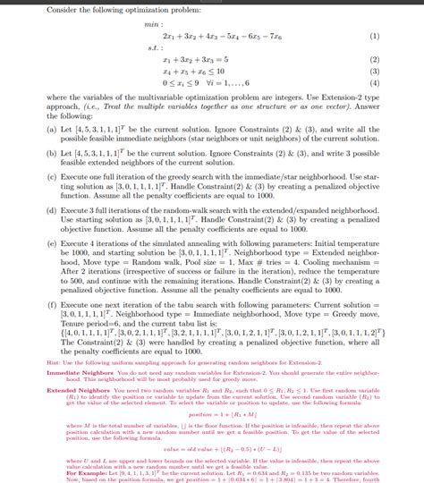 Solved Consider The Following Optimization Problem