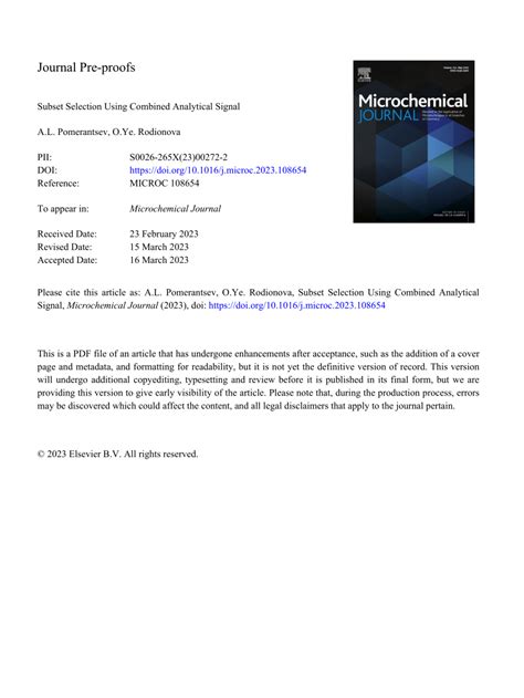 Pdf Subset Selection Using Combined Analytical Signal