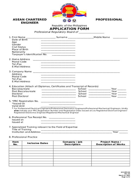 Application Asean Chartered Professional Engineer Doc Template Pdffiller