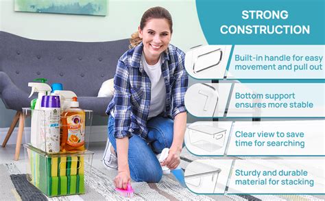 Vtopmart 8 Pack Clear Stackable Storage Bins With Lids