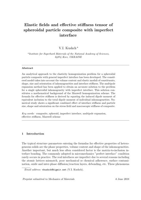 Pdf Elastic Fields And Effective Stiffness Tensor Of Spheroidal