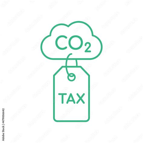 Co2 Tax Line Icon Carbon Tax Label Attached To A Cloud Environmental