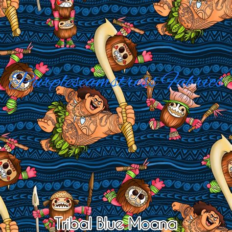Tribal Blue Moana Fabric Purpleseamstress Fabric