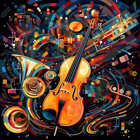 Premium Ai Image Vibrant And Mesmerizing Musical Instrument Mosaic
