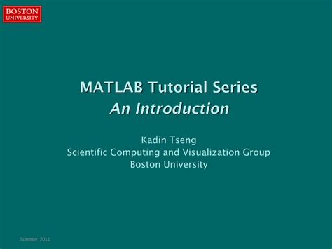 Pdf Kadin Tseng Scientific Computing And Visualization Group • Double Click On The Matlab