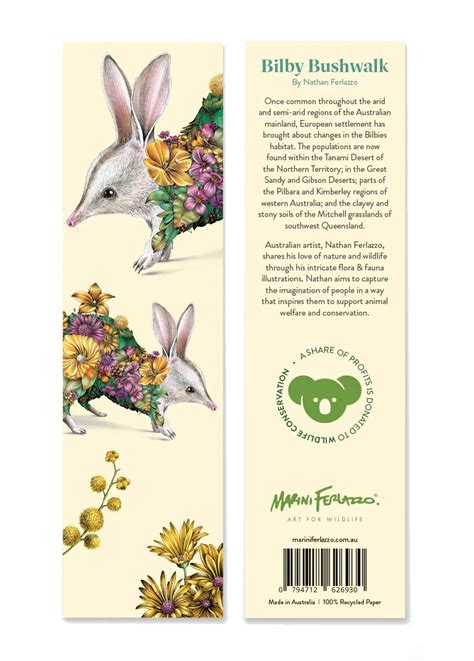 Bilby Bushwalk Bookmark By Nathan Ferlazzo Lonely Coat Books And Art
