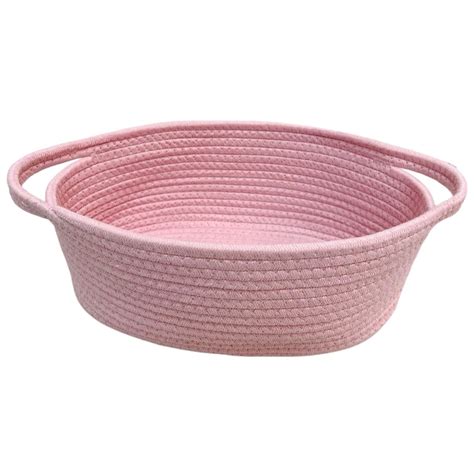 Texpress Pink Woven Basket 13 X 8 X 5 Cotton Rope