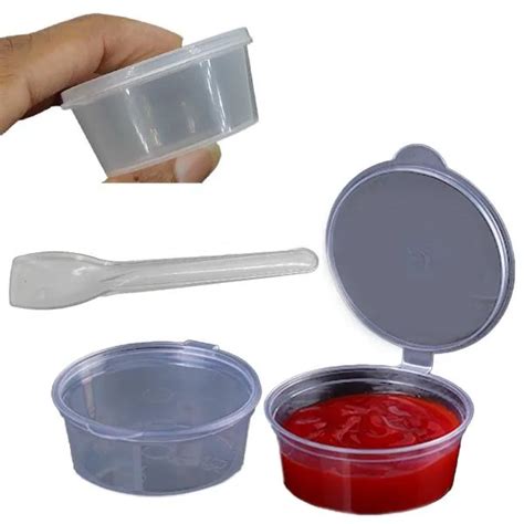 Aumni Crafts Small Polypropylene Plastic Containers With Spoon Set Of