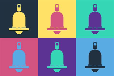 팝 아트 링벨 아이콘 색상 배경에 격리 알람 기호 서비스 벨 핸드 벨 기호 알림 기호입니다 벡터 일러스트레이션 고풍스런에 대한 스톡 벡터 아트 및 기타 이미지 Istock