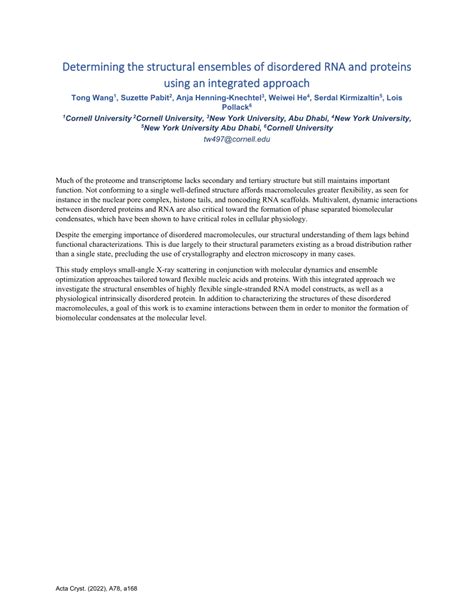 Pdf Determining The Structural Ensembles Of Disordered Rna And