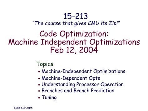 ppt code optimization machine independent optimizations feb 12 2004