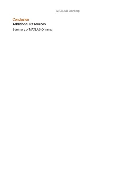 Matlab Onramp Quick Reference Pdf Matlab Matrix Mathematics