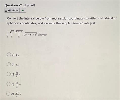 solved convert the integral below from rectangular
