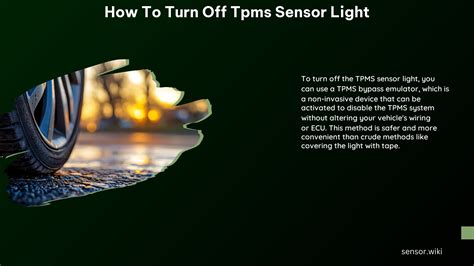 how to turn off tpms sensor light a comprehensive guide sensor wiki