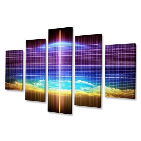 Ivy Bronx Waveform Spectrum Abstract Resonances Ix Abstract Shapes Wall Decor 5 Panels Wayfair