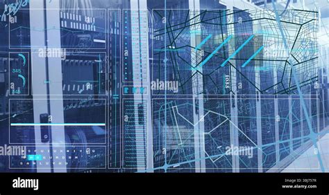 Streaming Server Racks Projecting Holographic Overlays In Data Center Aisle With Network