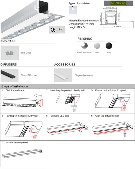 Recessed Rgb Led Strip Diffuser For Drywall