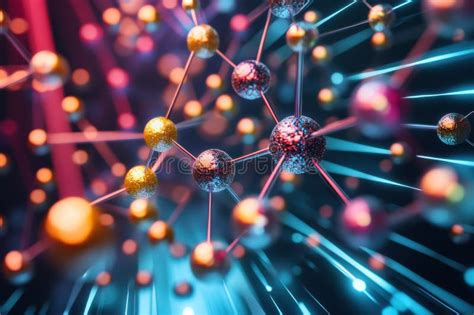 Colorful Representation Of Molecular Structures With Glowing Particles And Dynamic Connections