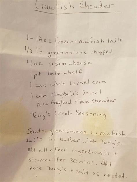 Crayfish Chowder From Monica Clam Chowder Sauteed Greens Chowder