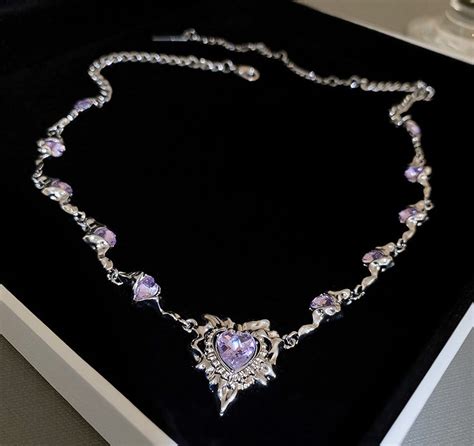 Cuban Link Chain Chain Crystal Purple Heart Silver Star Pop Fantasy Grailed