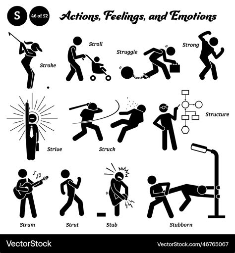Stick Figure Human People Man Action Feelings Vector Image