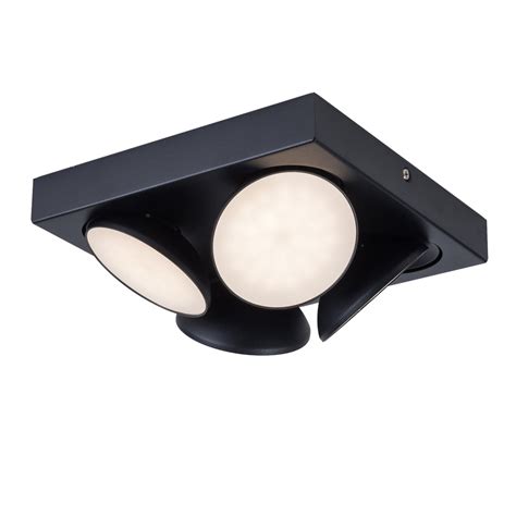 4 Light Led Square Ceiling Spotlight 4x 5w 3000k Dimmable Black