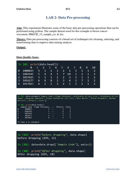 Data Pre Processing Lab Guide Pdf Outlier Data