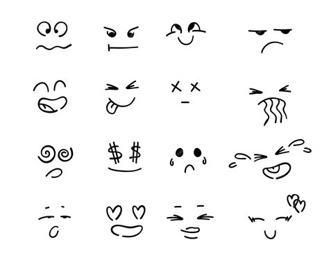 Premium Vector Set Of Doodle Emotions Faces Cartoon Doodle Of Cute