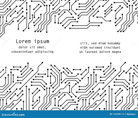 Printed Circuit Board Black And White Computer Technology Poster Template Vector Stock Vector