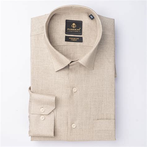 Light Beige Color Prime Linen Shirt For Men Punekar Cotton