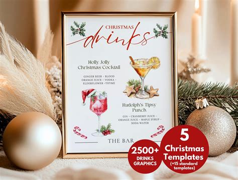 Christmas Party Signature Drink Sign Holiday Drinks Sign Christmas