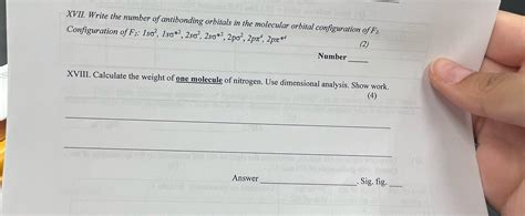 Solved Xvii Write The Number Of Antibonding Orbitals In The